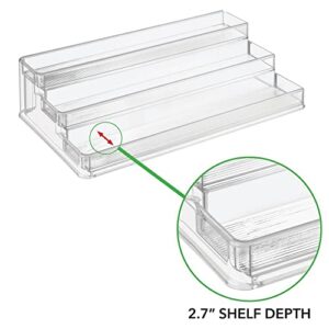 mDesign Plastic Shelf Adjustable & Expandable Spice Rack Organizer with 3 Tiers of Storage for Kitchen, Cabinet, Pantry Organization - Holds Spice Bottles, Seasonings - Ligne Collection - Clear