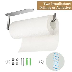 YIGII Paper Towel Holder Under Cabinet Mount - Self Adhesive Paper Towel Rack or Wall Mounted for Kitchen, 12 Inch Bar - Fit All Roll Sizes, Stainless Steel