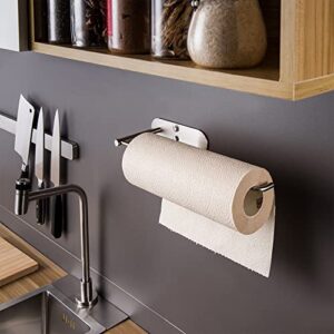 YIGII Paper Towel Holder Under Cabinet Mount - Self Adhesive Paper Towel Rack or Wall Mounted for Kitchen, 12 Inch Bar - Fit All Roll Sizes, Stainless Steel