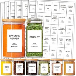 gpovvimx 191 spice jar labels preprinted minimalist stickers – white waterproof label – fit round or rectangle spice jars – herb seasoning kitchen pantry labels