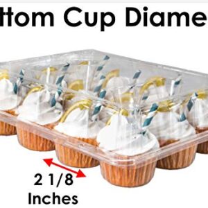 Katgely Cupcake Containers 12 Count (pack of 12), Clear Plastic Cupcake Boxes 12 Count, Deep Dome, Stackable, Disposable & BPA-Free