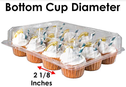 Katgely Cupcake Containers 12 Count (pack of 12), Clear Plastic Cupcake Boxes 12 Count, Deep Dome, Stackable, Disposable & BPA-Free