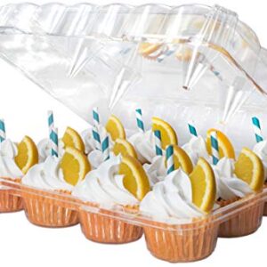 Katgely Cupcake Containers 12 Count (pack of 12), Clear Plastic Cupcake Boxes 12 Count, Deep Dome, Stackable, Disposable & BPA-Free