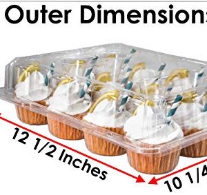 Katgely Cupcake Containers 12 Count (pack of 12), Clear Plastic Cupcake Boxes 12 Count, Deep Dome, Stackable, Disposable & BPA-Free