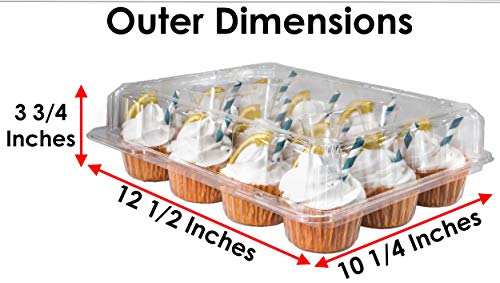 Katgely Cupcake Containers 12 Count (pack of 12), Clear Plastic Cupcake Boxes 12 Count, Deep Dome, Stackable, Disposable & BPA-Free