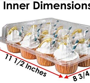 Katgely Cupcake Containers 12 Count (pack of 12), Clear Plastic Cupcake Boxes 12 Count, Deep Dome, Stackable, Disposable & BPA-Free