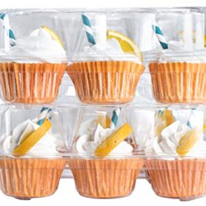 Katgely Cupcake Containers 12 Count (pack of 12), Clear Plastic Cupcake Boxes 12 Count, Deep Dome, Stackable, Disposable & BPA-Free