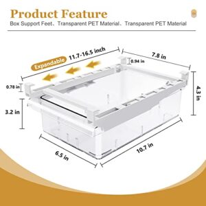 2 Pack Refrigerator Drawer Organizer, Pull Out Refrigerator Shelf Storage Drawer Organizer, Transparent Fridge Organizer for Egg, Fruit, Vegetable, Seafood, Meat, Fit All Fridge Shelves Under 0.6''