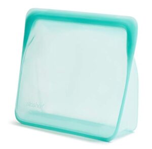 stasher silicone reusable storage bag, stand-up mega (aqua) | food meal prep storage container | lunch, travel, makeup, gym bag | freezer, oven, microwave, dishwasher safe, leakproof