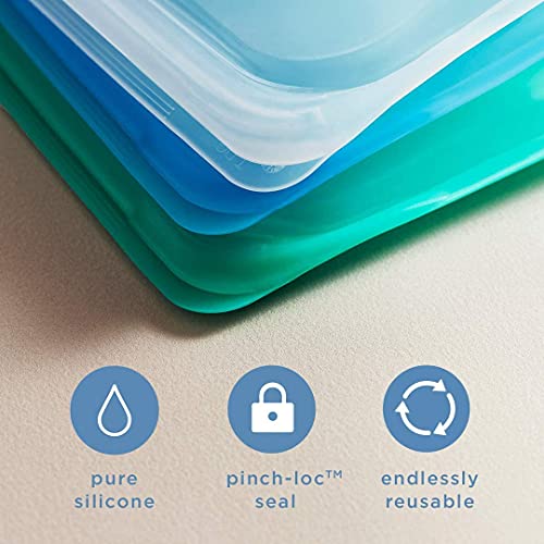 Stasher Silicone Reusable Storage Bag, Stand-Up Mega (Aqua) | Food Meal Prep Storage Container | Lunch, Travel, Makeup, Gym Bag | Freezer, Oven, Microwave, Dishwasher Safe, Leakproof