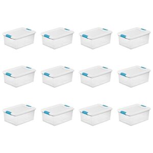 sterilite 15 qt./14 l latching box clears, quart, white, 12 piece