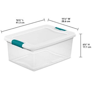 Sterilite 15 Qt./14 L Latching Box Clears, Quart, White, 12 Piece