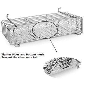 KESOL Sturdy 304 Stainless Steel Utensil Drying Rack Basket Holder with Hooks 3 Divided Compartments, Rust Proof, No Drilling