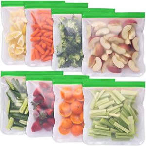 greenzla reusable gallon bags – 8 pack – extra thick reusable freezer bags – bpa free, easy seal & leakproof food storage bags for marinate food, fruits, sandwich, snack, meal prep, travel item