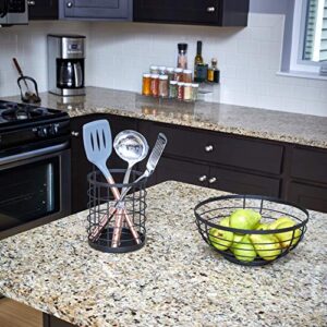 iDesign Wire Utensil Holder for Kitchen Counter, The Austin Collection - 6" x 6" x 7", Matte Black