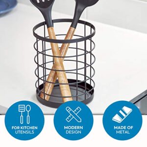 iDesign Wire Utensil Holder for Kitchen Counter, The Austin Collection - 6" x 6" x 7", Matte Black