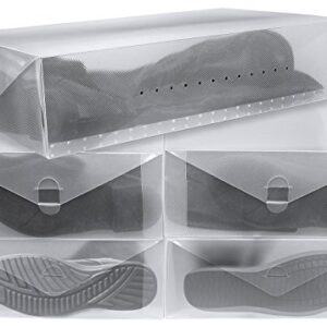 Greenco Clear Foldable Shoe Storage Boxes, 5 Pack. Stackable Heavy Duty Plastic Boot Storage Boxes, Boot & Shoe Box Organizers