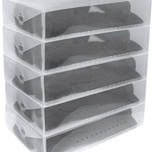 Greenco Clear Foldable Shoe Storage Boxes, 5 Pack. Stackable Heavy Duty Plastic Boot Storage Boxes, Boot & Shoe Box Organizers