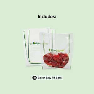 FoodSaver Easy Fill 1-Gallon Vacuum Sealer Bags | Commercial Grade and Reusable | 10 Count, 1 GALLON, Clear