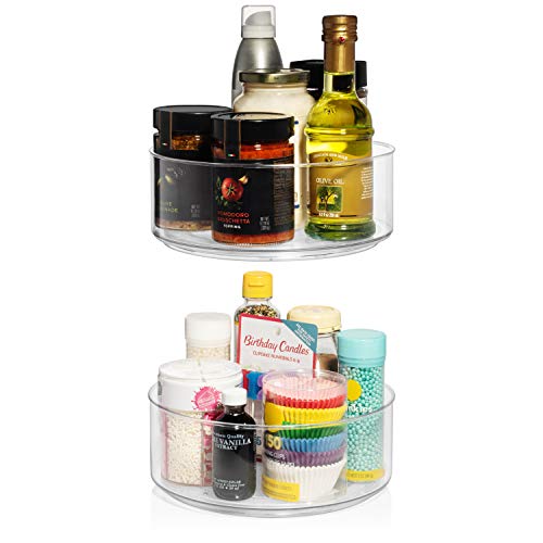 ClearSpace Plastic Lazy Susan Cabinet Organizer – Rotating Spice Rack Holder, Condiments Baking Turntable Carousel – Pantry Cabinet Organizer for Countertop, Shelf, Table, Vanity