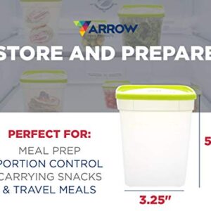 Arrow Home Products 1 Quart Freezer Food Storage Containers with Lids, 6 Pack - USA Made Reusable Freezer Containers for Food Storage - Prep, Store, Freeze - BPA Free, Dishwasher Safe, Durable