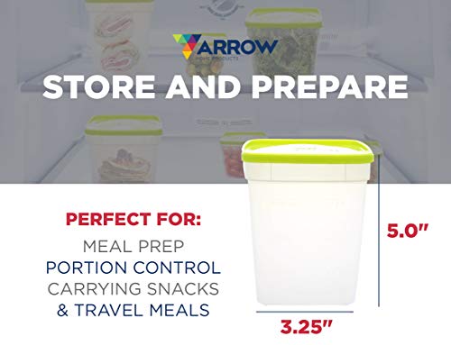 Arrow Home Products 1 Quart Freezer Food Storage Containers with Lids, 6 Pack - USA Made Reusable Freezer Containers for Food Storage - Prep, Store, Freeze - BPA Free, Dishwasher Safe, Durable