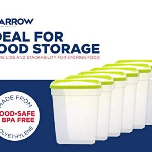 Arrow Home Products 1 Quart Freezer Food Storage Containers with Lids, 6 Pack - USA Made Reusable Freezer Containers for Food Storage - Prep, Store, Freeze - BPA Free, Dishwasher Safe, Durable