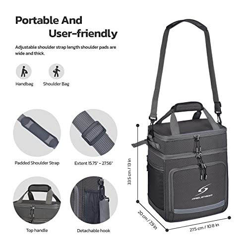 Women/Men,Reusable Lunch Box for Men,Insulated Lunch Cooler bag for Adults Kids,Collapsible Leakproof Lunch Tote Bag for Work Office School Picnic Beach-Medium,Grey