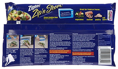 Ziploc Zip'N Steam Cooking Bags,10 Count (Pack of 2)