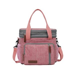 h&wanss insulated lunch bag for women cooler lunch box men leakproof tote with handle shoulder strap for work picnic (pink)