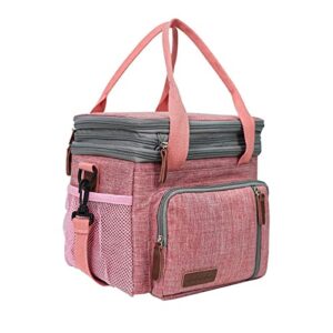 H&Wanss Insulated Lunch Bag for Women Cooler Lunch Box Men Leakproof Tote with Handle Shoulder Strap for Work Picnic (Pink)