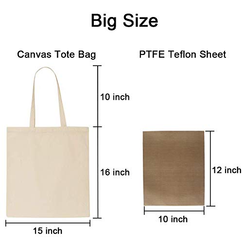 FunisFun 12 Pack Blank Canvas Tote Bags Bulk Shopping Bag for Crafts with 1 Piece of PTFE Teflon Sheet DIY Reusable Grocery Bag, 15 X 16 Inch