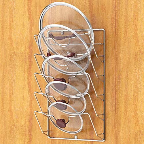 Wall Door Mounted Pot Lid Rack, Chrome Finish