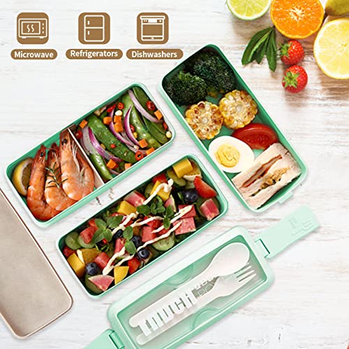 DearHomie 30 PCs Bento Box Upgrade Japanese Lunch Box Kit,3 Layer Stackable Leakproof Lunch Box Containers with Accessories,Wheat Straw Bento Lunch Box for Kids and Adults