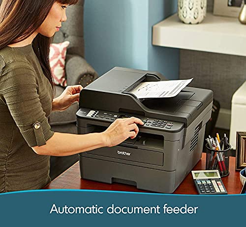 Brother MFC-L27 10DW Series Compact Wireless Monochrome Laser All-in-One Printer - Print Copy Scan Fax - Mobile Printing - Auto Duplex Printing - Print Up to 32 Pages/Min - ADF + HDMI Cable