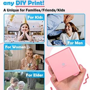 Phomemo M02 Pocket Printer- Mini Sticker Printer Bluetooth Inkless Thermal Photo Printer Compatible with Android iOS for Instantly Print Fun, Retro-Style Photos, Mini Life Assistant, Good Gift, Pink