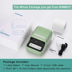 NIIMBOT Label Maker Machine with 1 Roll Free Tape B21 Vintage 2 inches Width Business Thermal Label Printer Price Gun Shipping Label Tag Writer for Home Office Organization Commercial Use (Green)