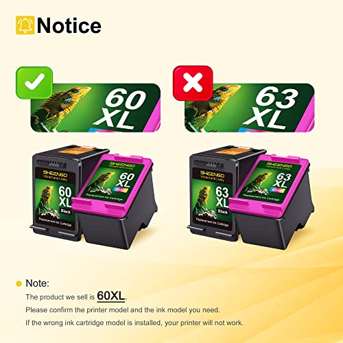 60XL Ink Cartridge Combo Pack Color and Black Replacement for HP 60XL 60 Works with PhotoSmart D110 C4780 C4680 C4795 C4640 Deskjet F4480 F4440 F2430 F4280 Envy 110 120 Series Printer (2 Pack)