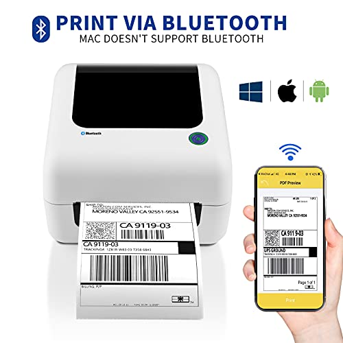 JADENS Bluetooth Thermal Label Printer - Shipping Label Printer for Shipping Packages&Postage, Wireless Printer for iPhone, Android&PC, Compatible with Amazon, Ebay, USPS, 4x6 Label Maker Machine