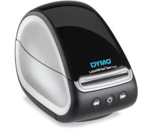 dymo labelwriter 550 turbo direct thermal label printer, usb and lan connectivity – up to 90 labels per minute, 300 dpi, auto label recognition, monochrome label maker, gst printer cable, label bundle