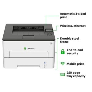 Lexmark B2236dw Monochrome Compact Laser Printer, Duplex Printing, Wireless Network capabilities (18M0100), White/ Gray, Small