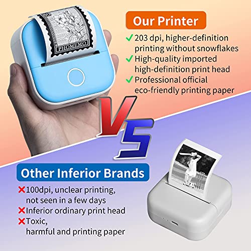 Mini Pocket Sticker Printer-Bluetooth Pocket Thermal Printer-Portable Smart Photo Printer for iPhone, Compatible with iOS&Android, T02 Receipt Mobile Sticker Printer for Journal, Notes, Memo, Photo