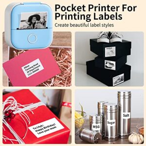 Mini Pocket Sticker Printer-Bluetooth Pocket Thermal Printer-Portable Smart Photo Printer for iPhone, Compatible with iOS&Android, T02 Receipt Mobile Sticker Printer for Journal, Notes, Memo, Photo