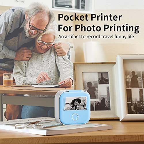 Mini Pocket Sticker Printer-Bluetooth Pocket Thermal Printer-Portable Smart Photo Printer for iPhone, Compatible with iOS&Android, T02 Receipt Mobile Sticker Printer for Journal, Notes, Memo, Photo