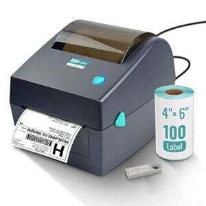 hotlabel s8 shipping label printer -100 4×6 mailing thermal labels, usb barcode desktop thermal shipping label printer for ups usps fedex ebay etsy shopify packages postage label writer windows mac