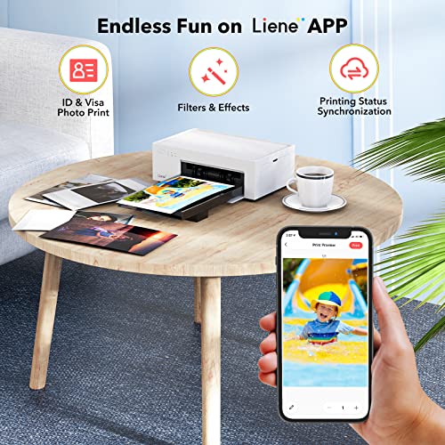 Liene 4x6'' Photo Printer Bundle (100 pcs +3 Ink Cartridges), Wi-Fi Picture Printer, Photo Printer for iPhone, Android, Smartphone, Computer, Dye-Sublimation, Portable Photo Printer for Home Use