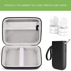 Case Compatible with NIIMBOT D11 Label Printers, Carrying Storage Holder for Mini Smart Label Maker Label Printer Machine with Tape and Paper, for Office Home Organization (Black) - Bag Only