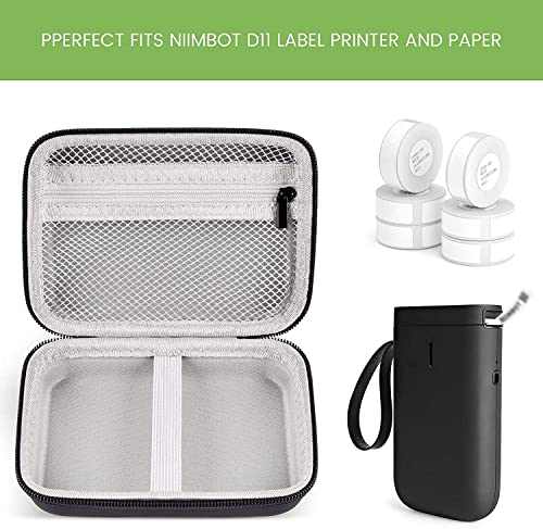 Case Compatible with NIIMBOT D11 Label Printers, Carrying Storage Holder for Mini Smart Label Maker Label Printer Machine with Tape and Paper, for Office Home Organization (Black) - Bag Only