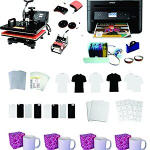 15"x15" 5in1 Professional Sublimation Heat Transfer Machine WF-2860 Printer CISS KIT