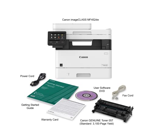 Canon imageCLASS MF452dw All-in-One Wireless Monochrome Laser Printer |Print, Copy, Scan and Fax|5" inch Color Touch LCD with One Pass Duplex Scan